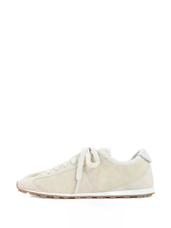 Jacquemus Tennis Lace-up Sneakers With Croc-effect Texture - Neutrals