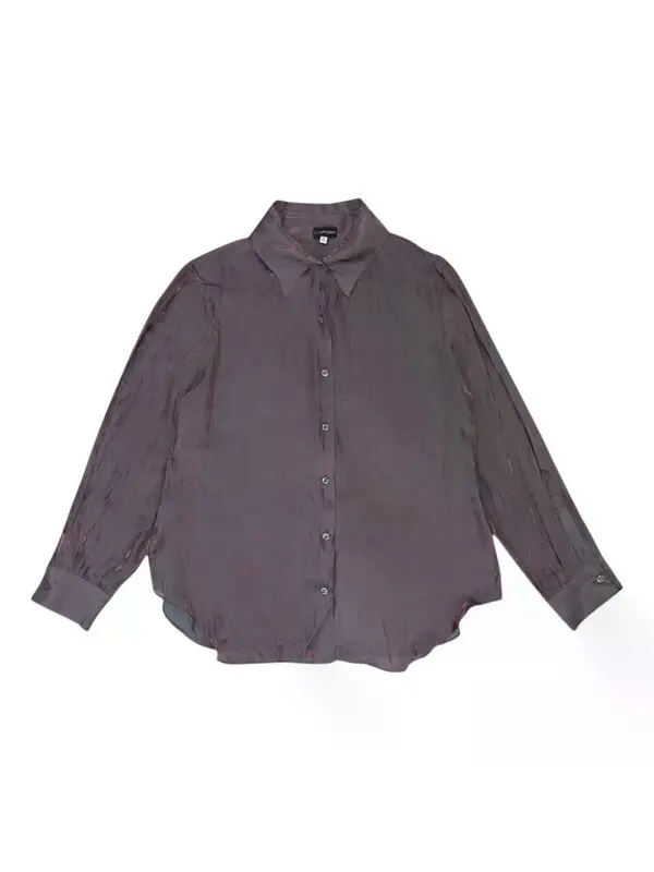 Callipygian Long Sleeve Shirt With Curved Hem - Brown