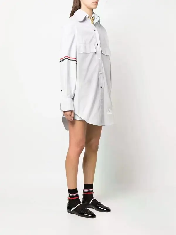 Thom Browne Cotton Rwb Stripe Longline Shirt