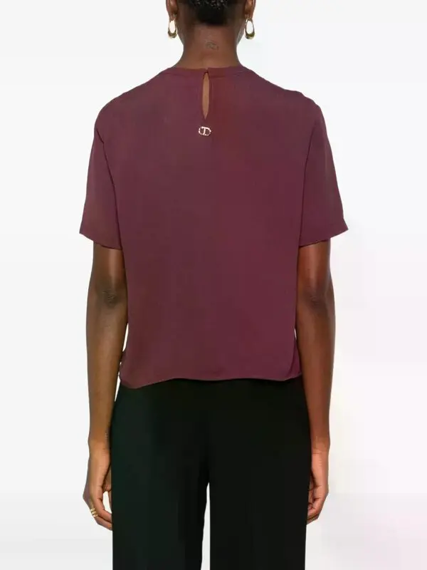 TWINSET Short Sleeve Keyhole Neck Top - Red
