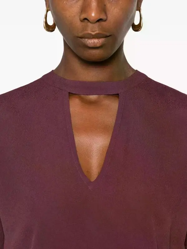 TWINSET Short Sleeve Keyhole Neck Top - Red