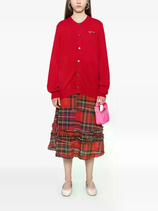 Play Comme Des Garcon Embroidered Heart Patch Cardigan