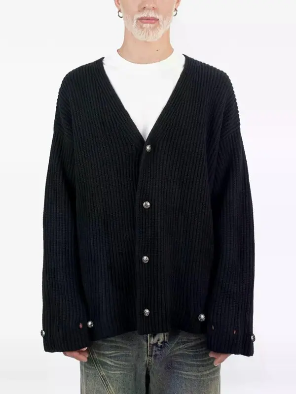 PROTÉMOA Ribbed Knit V-neck Cardigan