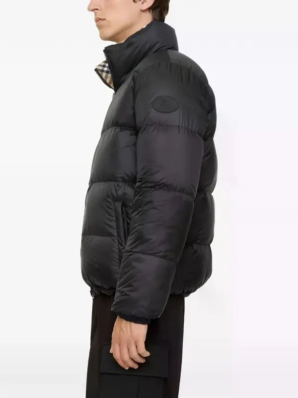 Burberry Reversible Check Puffer Jacket With Knight Stamp Appliqu