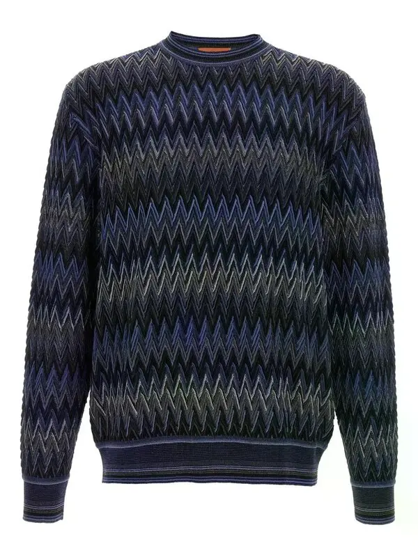 Missoni Zigzag Pattern Wool Sweater - Blue