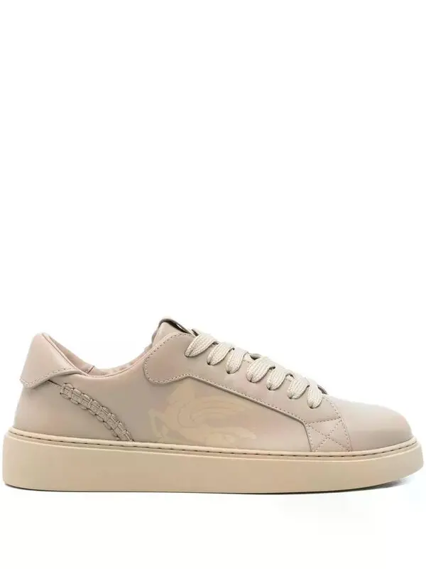 Etro Logo Print Leather Sneakers