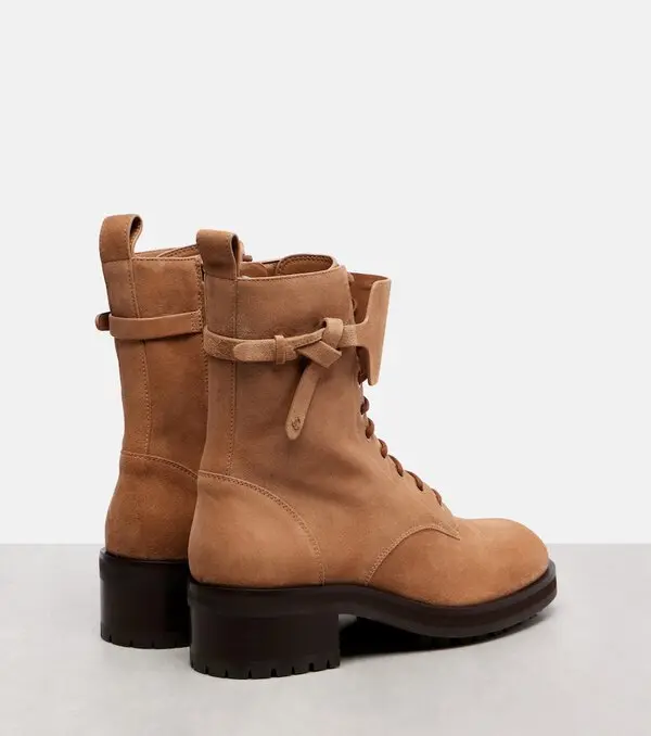 JIMMY CHOO Rosabel Suede Combat Boots - Brown