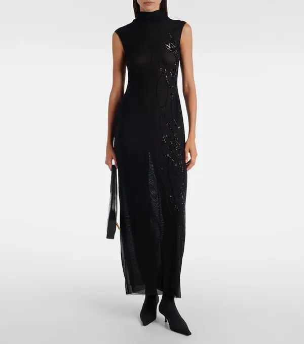 JEAN PAUL GAULTIER Sequined Mesh Maxi Dress