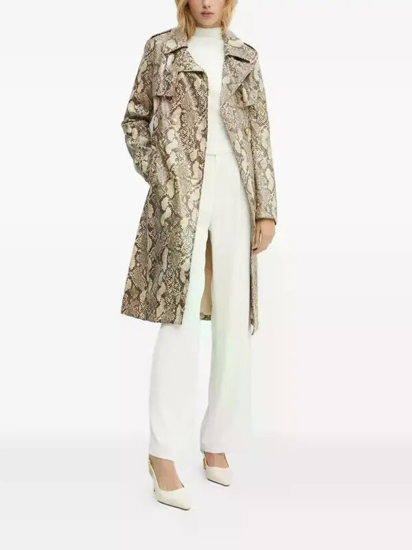 Guess Snakeskin-print Belted Trench Coat