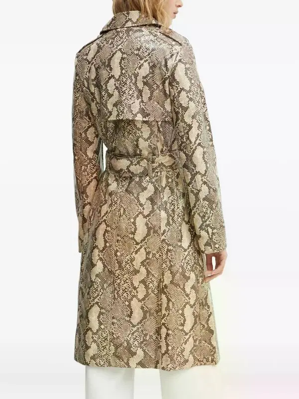 Guess Snakeskin-print Belted Trench Coat