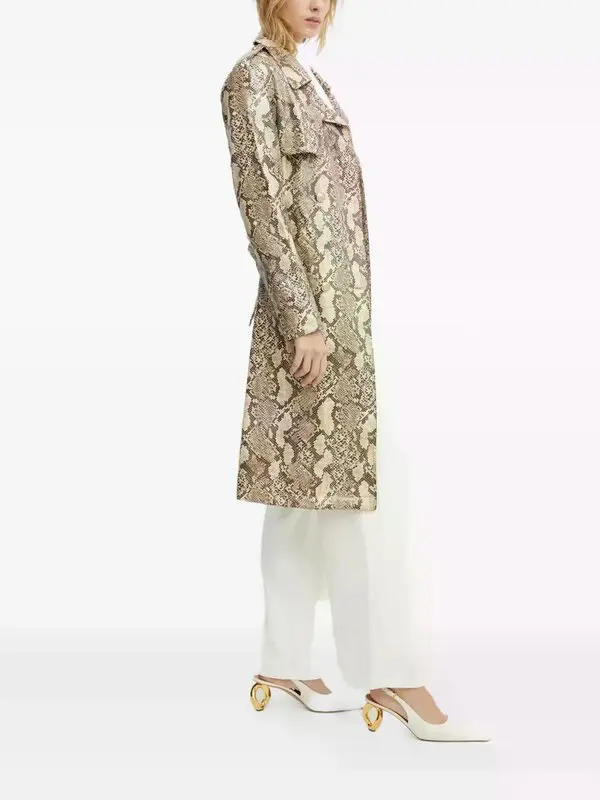 Guess Snakeskin-print Belted Trench Coat