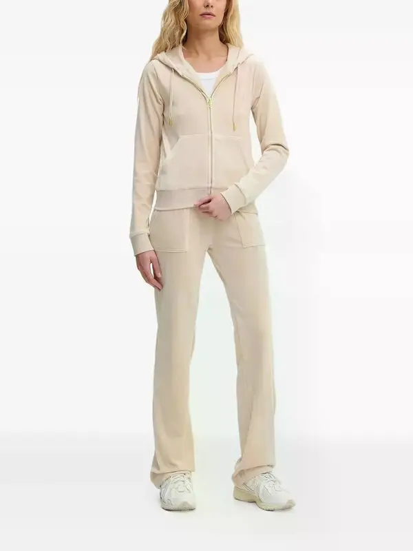 Juicy Couture Velour Track Pants With Patch Pockets - Neutrals