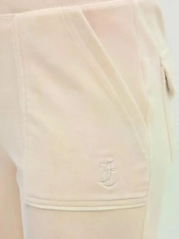 Juicy Couture Velour Track Pants With Patch Pockets - Neutrals