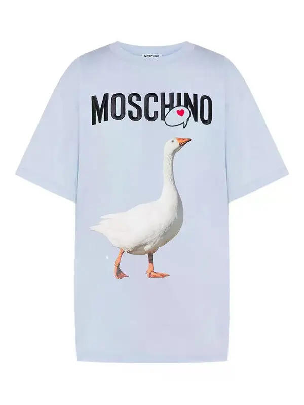 Moschino Goose-print Cotton T-shirt - Blue