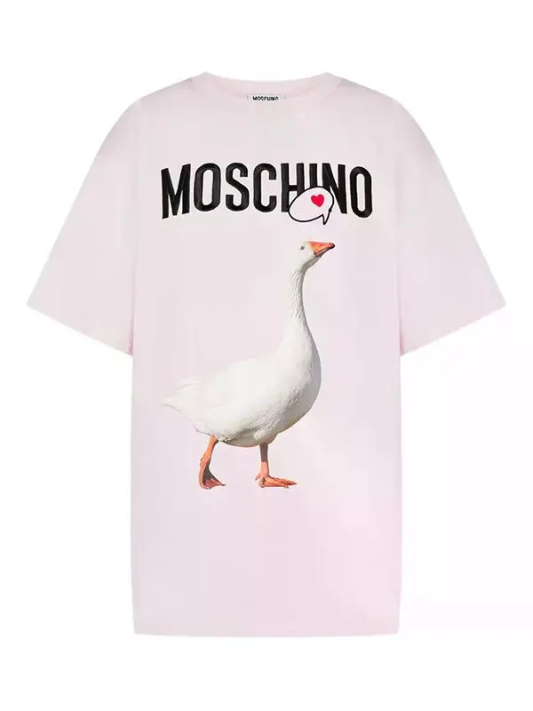 Moschino Goose Print Cotton T-shirt - Pink