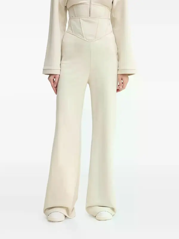 Pinko Corset Waist Wide Leg Trousers - Neutrals