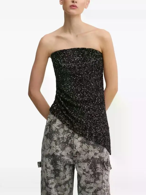 ANIYE BY Sequin-embellished Asymmetric Strapless Top