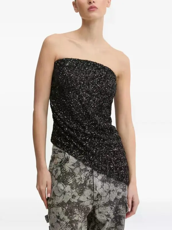 ANIYE BY Sequin-embellished Asymmetric Strapless Top