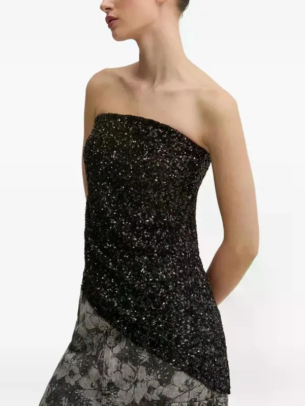 ANIYE BY Sequin-embellished Asymmetric Strapless Top
