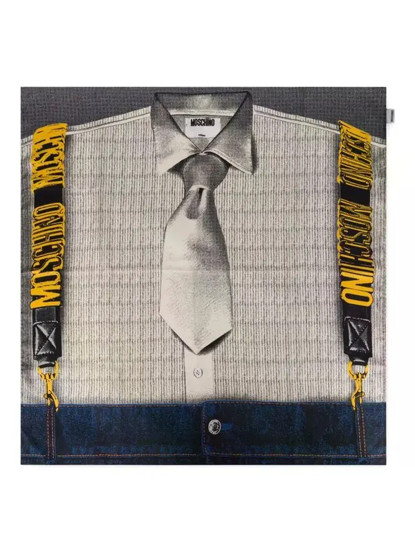 Moschino Shirt-print Silk Scarf - White