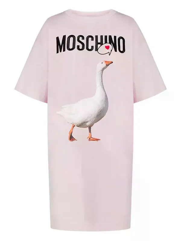 Moschino Goose-print Mini T-shirt Dress - Pink
