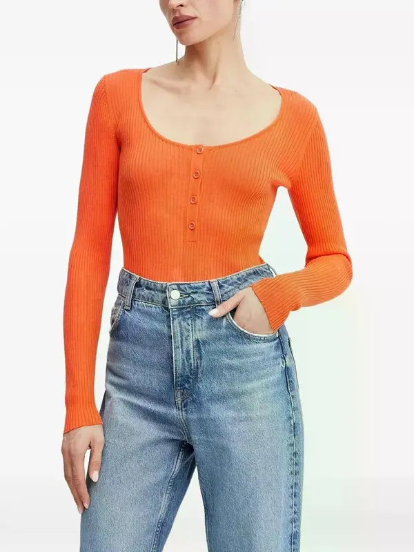 Pinko Ribbed Long-sleeved Top - Orange