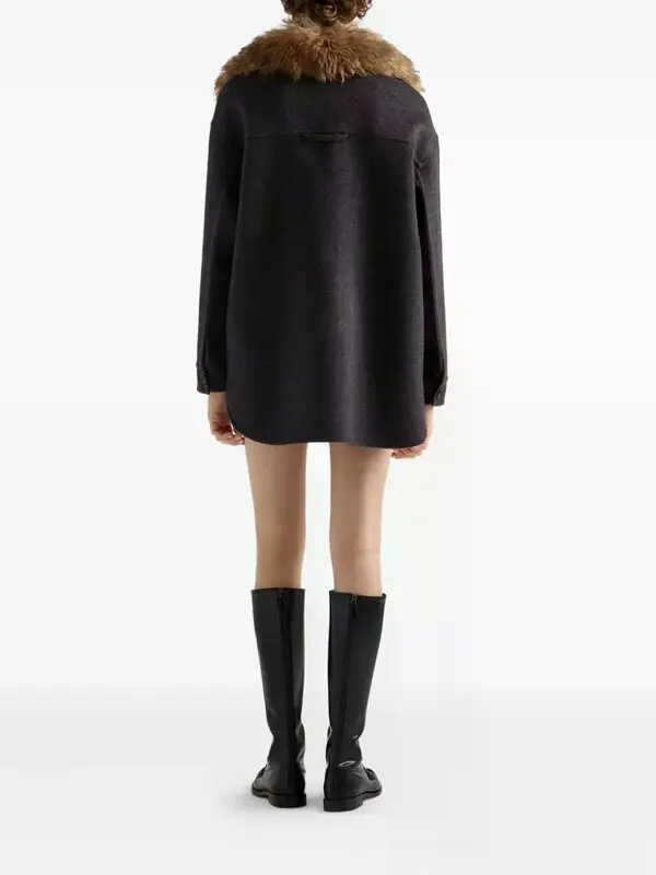 Prada Contrast Collar Buttoned Coat