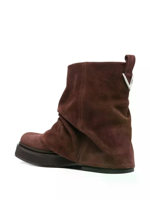 Attico Slouchy Suede Boots With Platform Sole - Brown