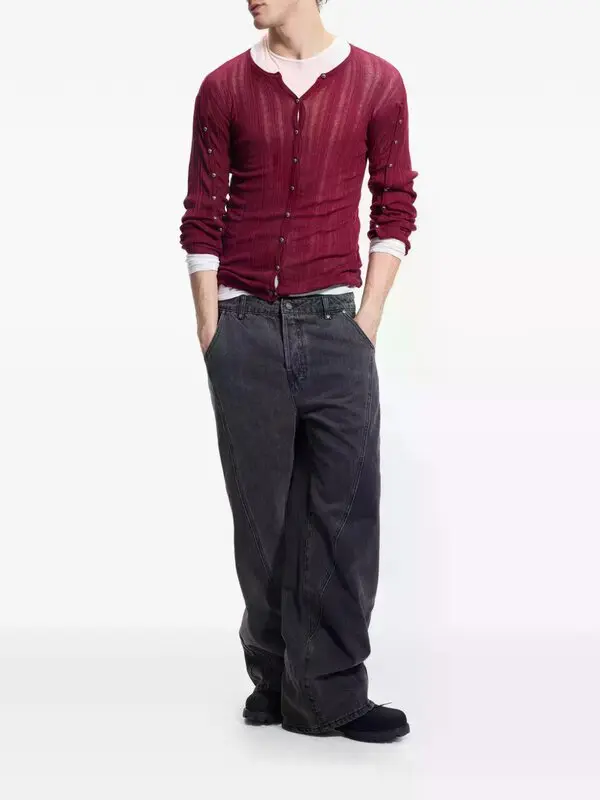 PROTÉMOA Ribbed Cardigan With Button Embellishments
