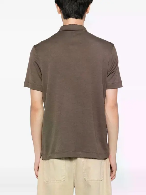 Canali Cotton-blended Polo Shirt - Brown