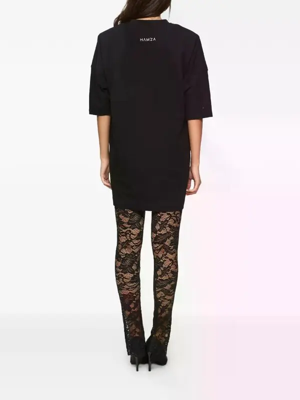 HAMZA Dolce Buckled-corset Print T-shirt Mini Dress