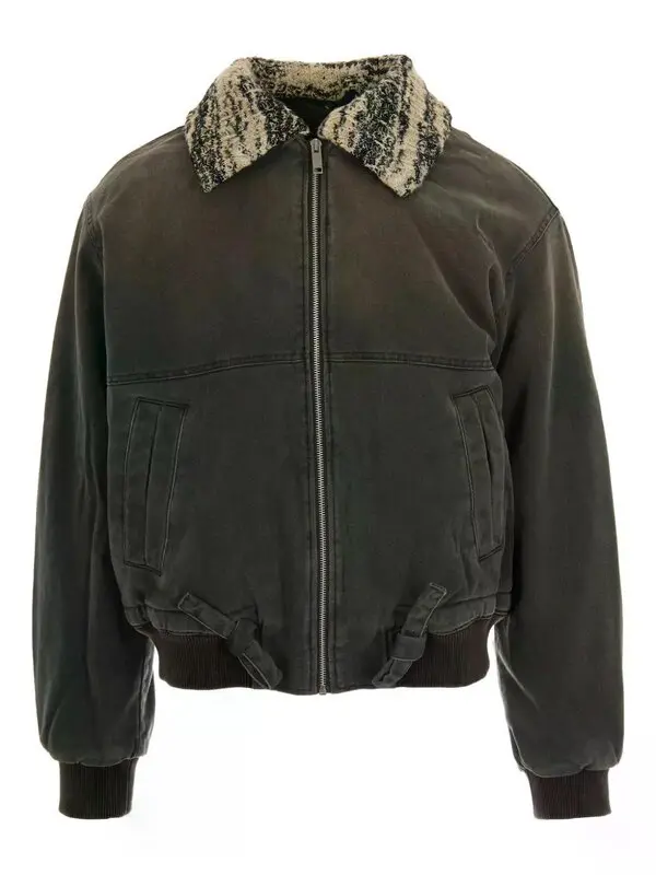 Axel Arigato Tweed-collar Cotton Bomber Jacket - Grey