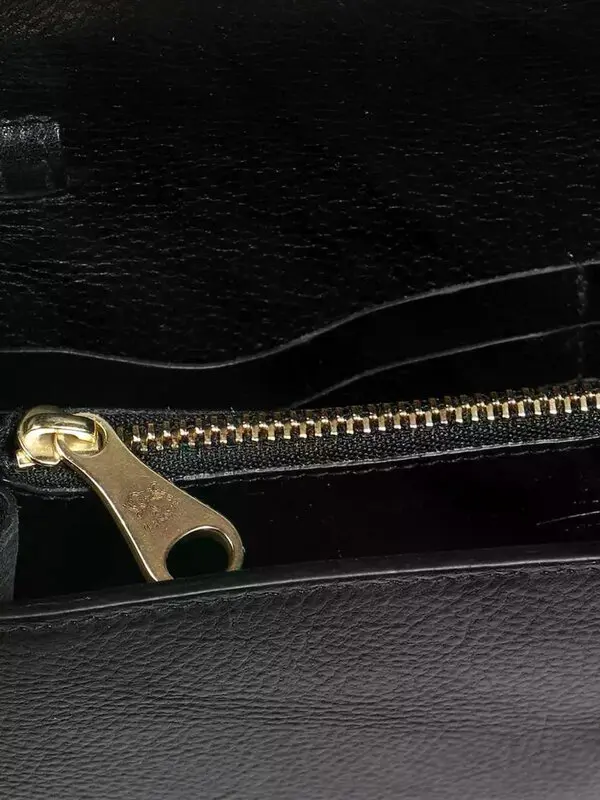 Il Bisonte Leather Clutch With Buttoned Flap - Black
