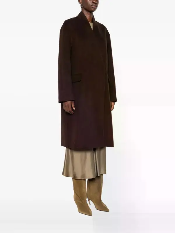 OTTOD'AME Belted Wool Blend Coat - Brown
