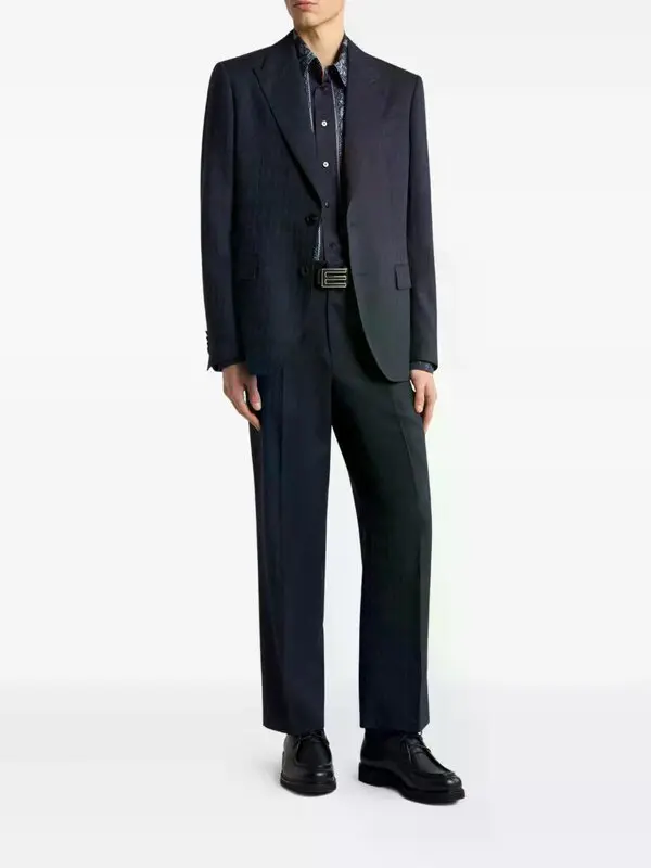 Etro Jacquard Wool Blazer - Blue