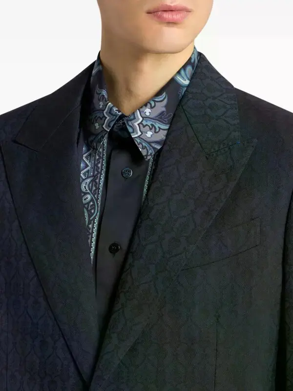 Etro Jacquard Wool Blazer - Blue