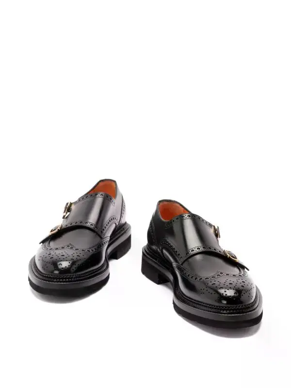 Santoni Leather Brogue Monk Shoes