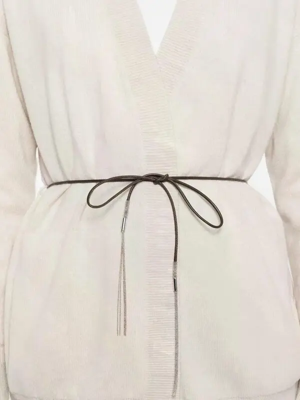 Peserico Tie-fastening V-neck Cardigan - Neutrals