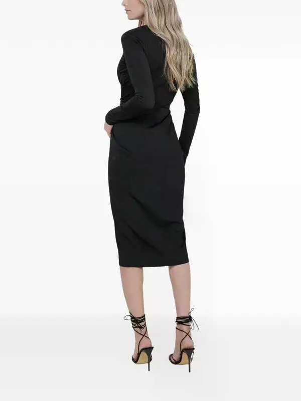 ROSERRY Mallorca Rose-embellished Twist-front Midi Dress - Black
