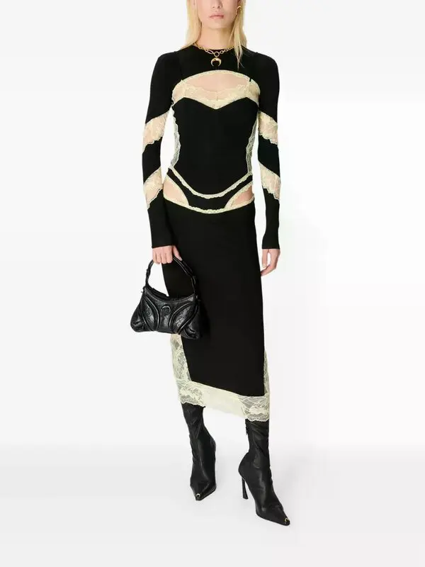 MARINE SERRE Lace-insert Cut-out Midi Dress