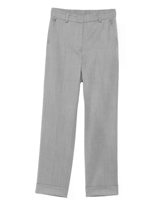 Peserico Tailored Cuffed Straight Leg Trousers - Grey