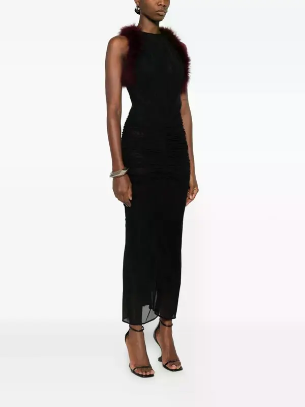 MUGLER Gathered Bodice Sleeveless Dress
