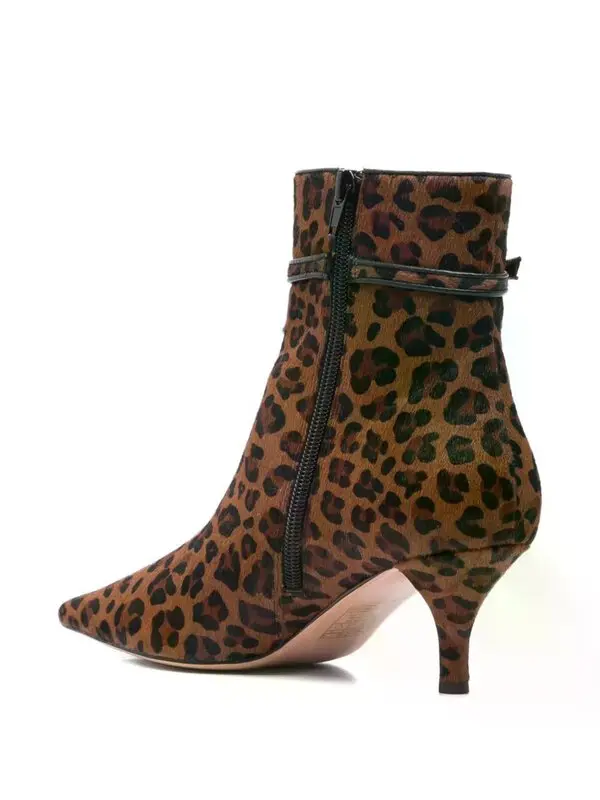 TWINSET Leopard Print Buckled Ankle Boots