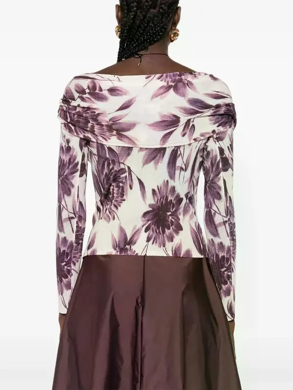 TWINSET Floral Print Off-shoulder Knit Top