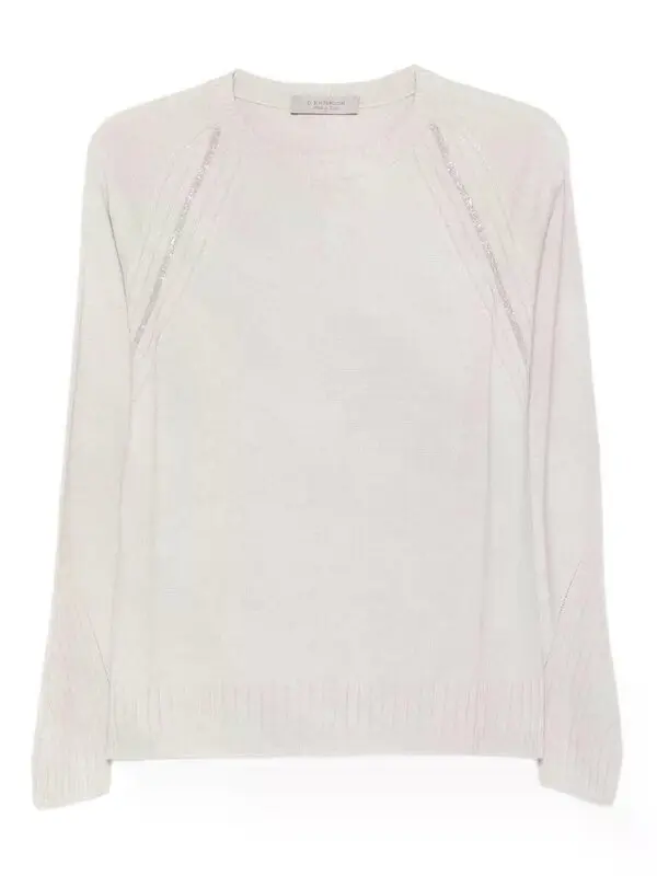D.exterior Raglan Sleeve Embellished Sweater - Neutrals