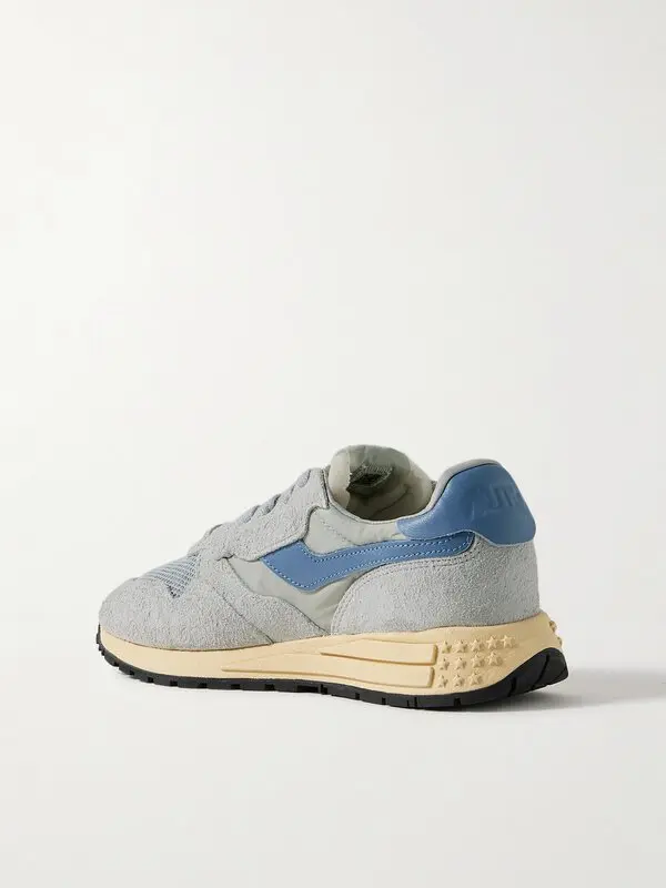 AUTRY Reelwind Low Textured Leather-trimmed Suede And Shell Trainers - Blue