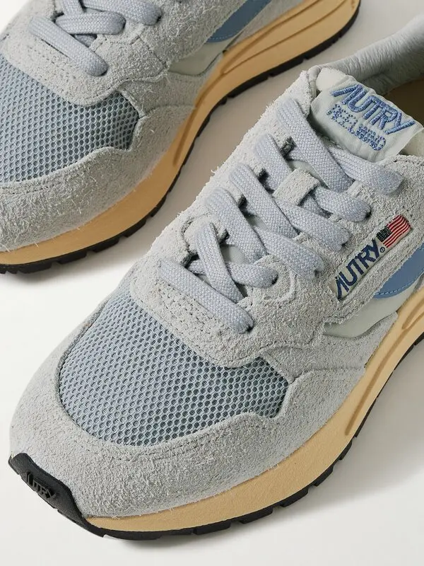 AUTRY Reelwind Low Textured Leather-trimmed Suede And Shell Trainers - Blue