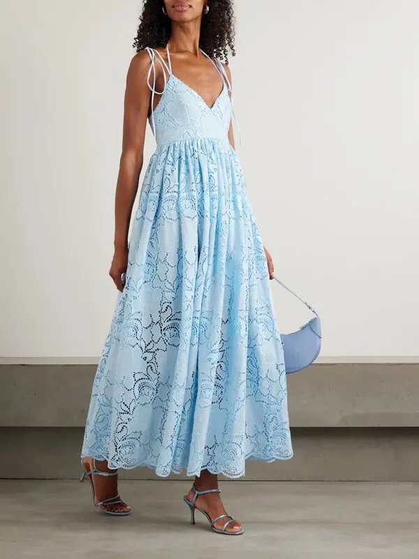 Erdem Gathered Broderie Anglaise Midi Dress