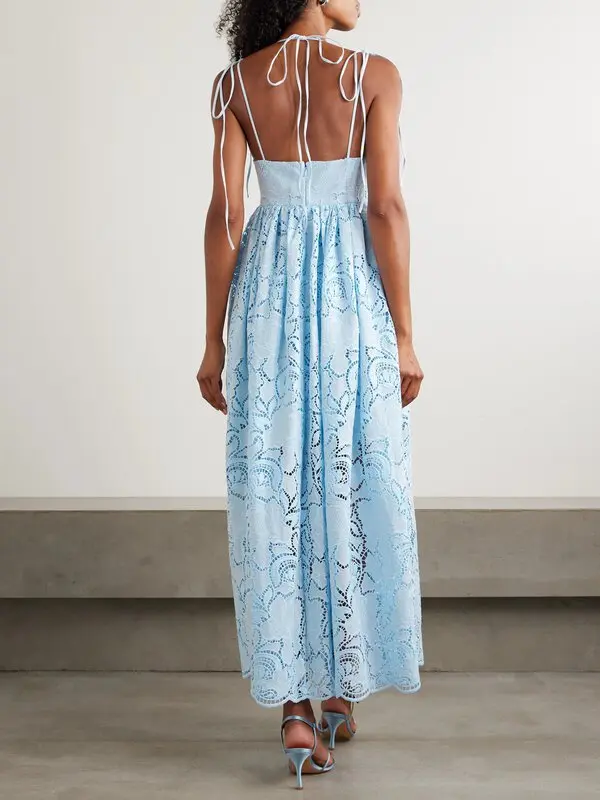 Erdem Gathered Broderie Anglaise Midi Dress