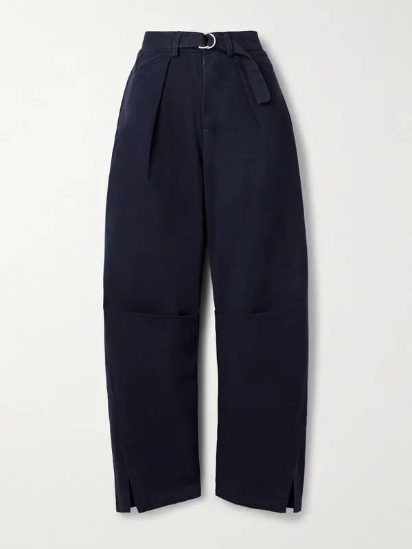 Sea Carolyn Belted Cotton-canvas Barrel-leg Pants - Blue